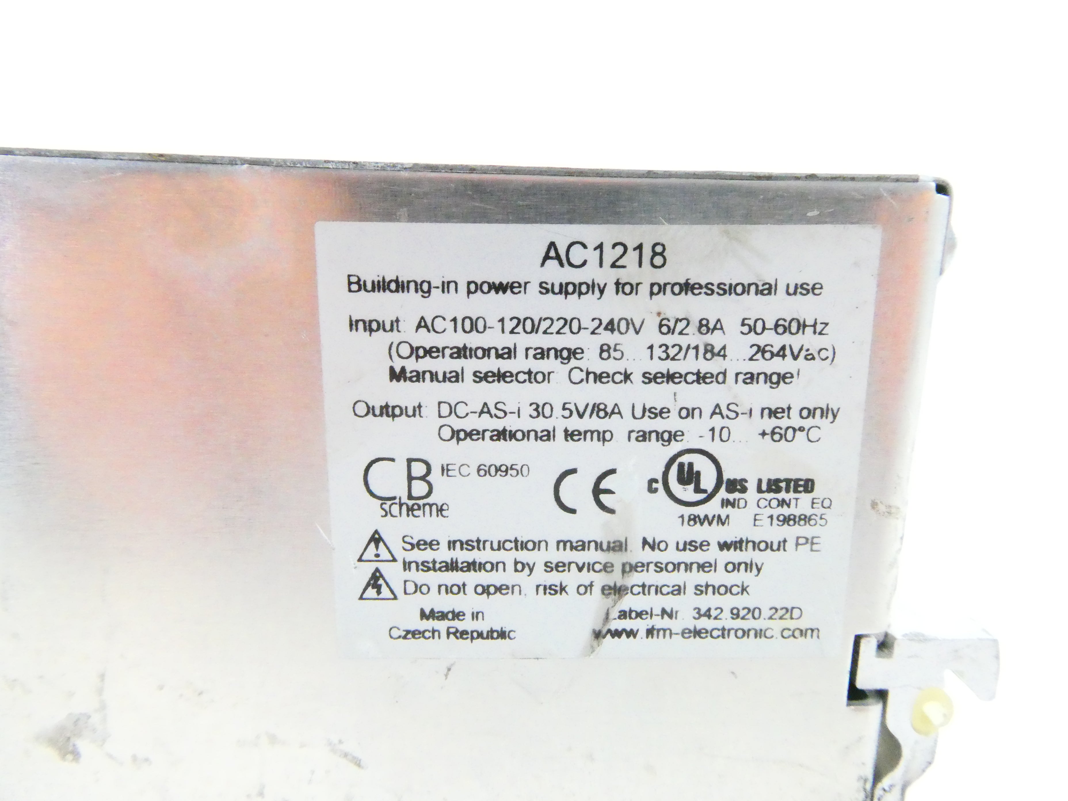 IFM ELECTRONIC AC1218 AS-i POWER SUPPLY NETZTEIL – SZ Handel