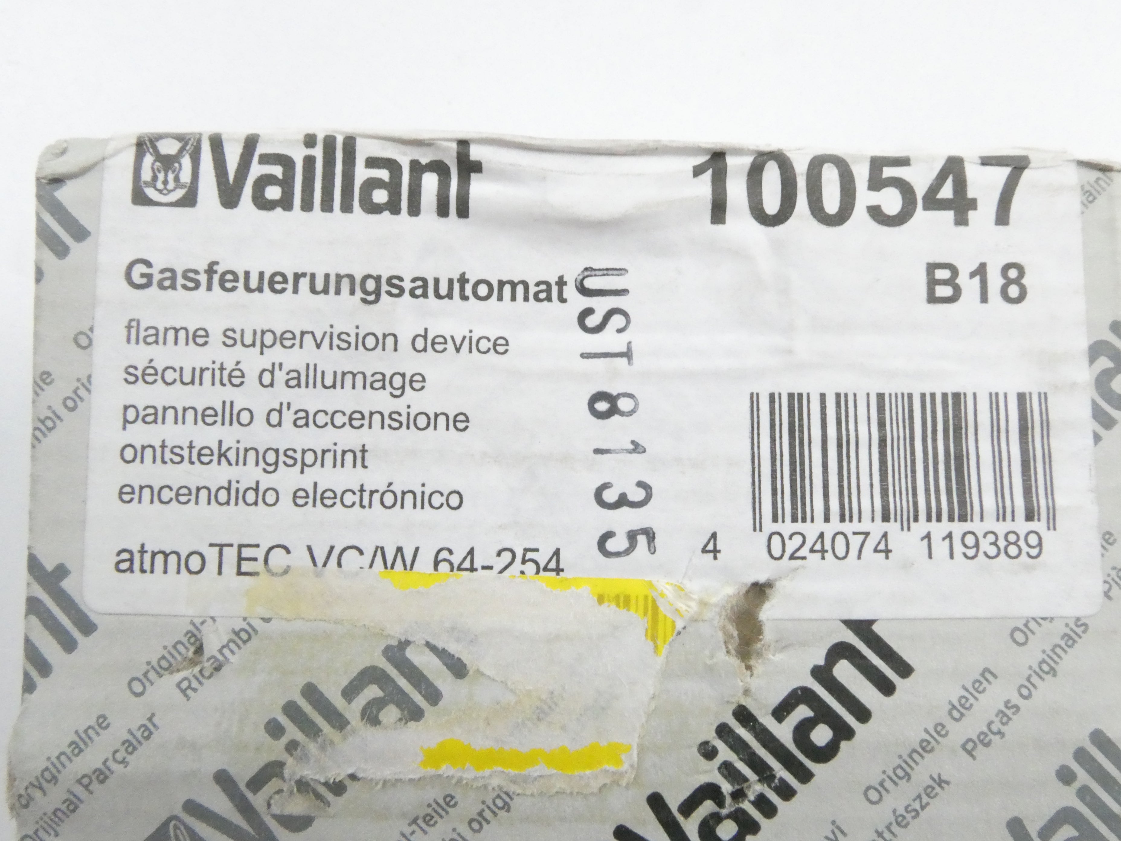 VAILLANT 100547 GASFEUERUNGSAUTOMAT B18 (atmoTEC VC/W 64-254) – SZ Handel