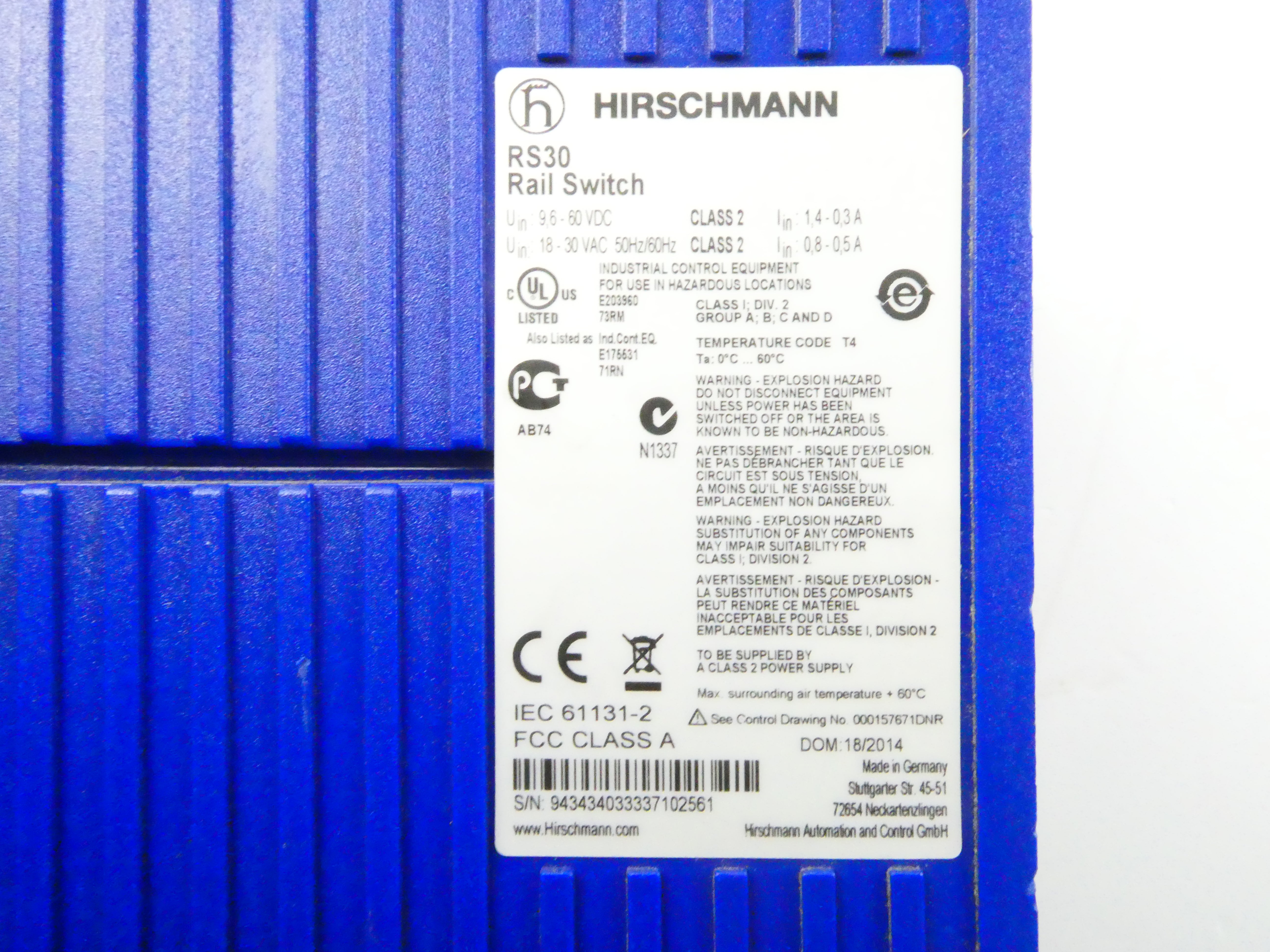 HIRSCHMANN RS30 RAIL SWITCH – SZ Handel