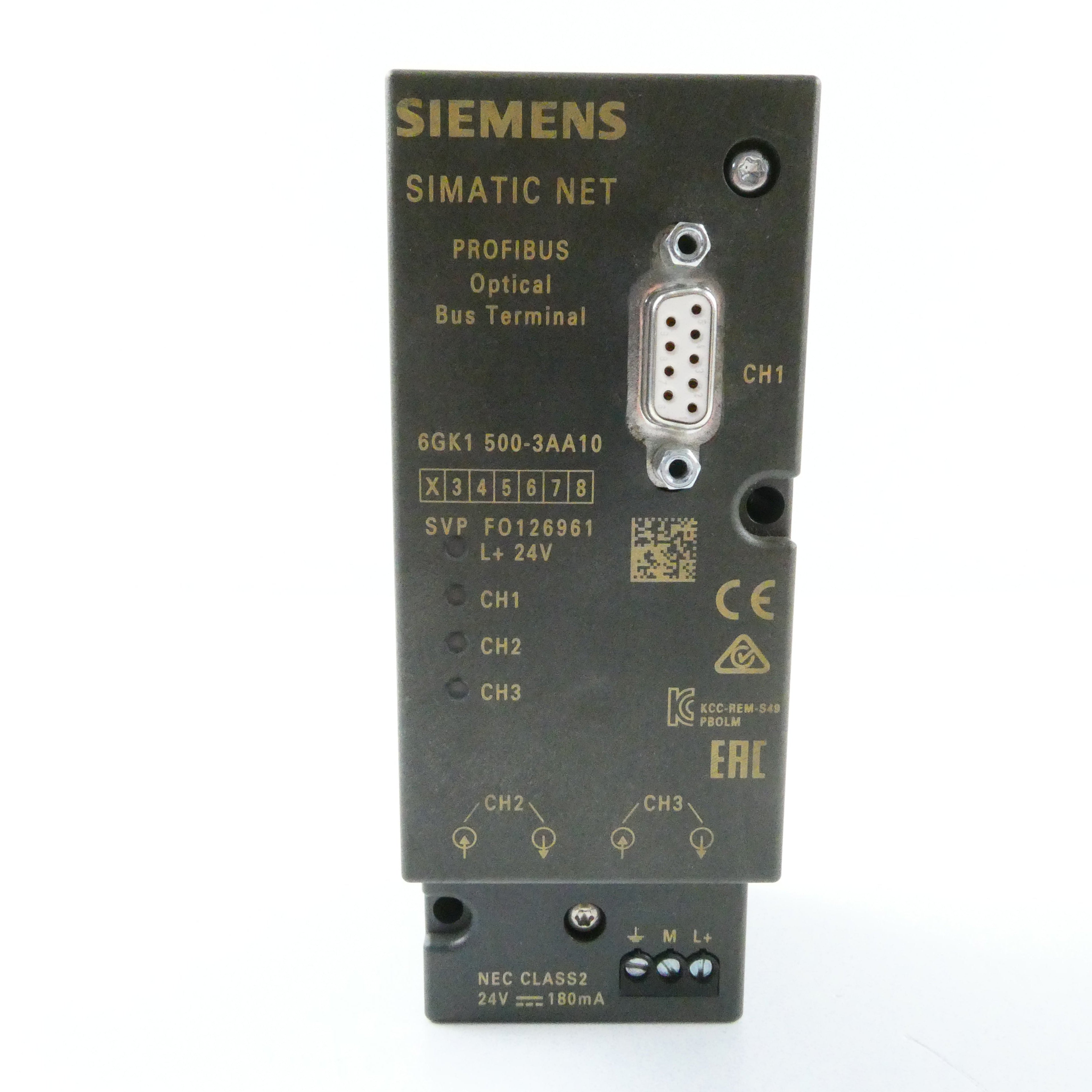 SIEMENS SIMATIC NET 6GK1 500-3AA10 PROFIBUS OPTICAL BUS TERMINAL *E02 ...